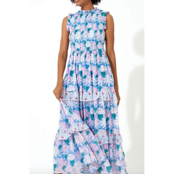 Oliphant | Dresses | Oliphant Marion Smocked Bust Tiered Ruffle Block ...